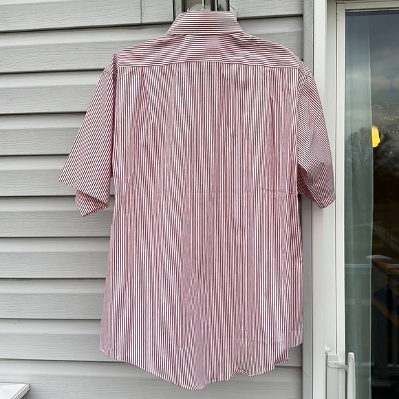 Aigner | Shirts | Aigner Mens Red And White Striped Half Sleeve Button ...